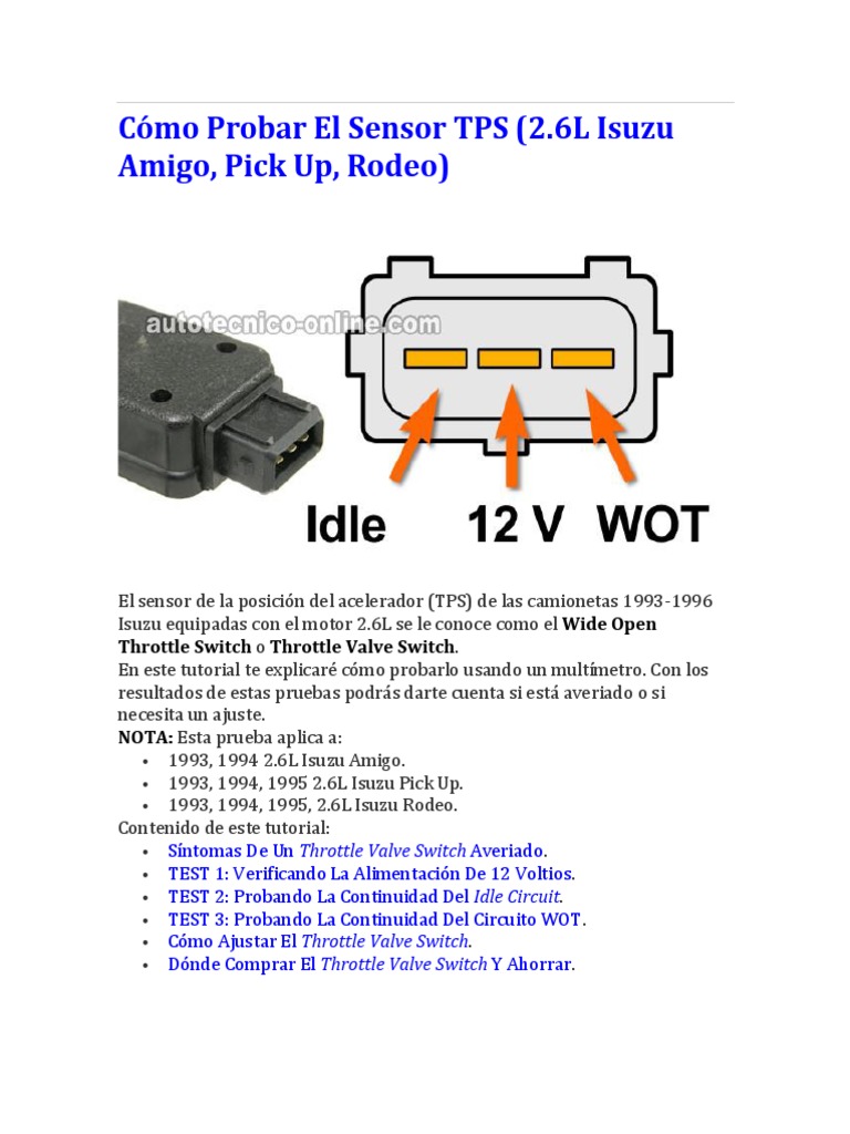 Isuzu Cómo Probar El Sensor TPS | PDF