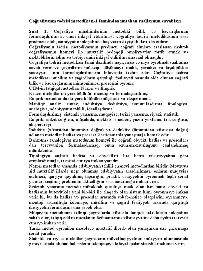 CTM-1 Imtahan Cavabları | PDF