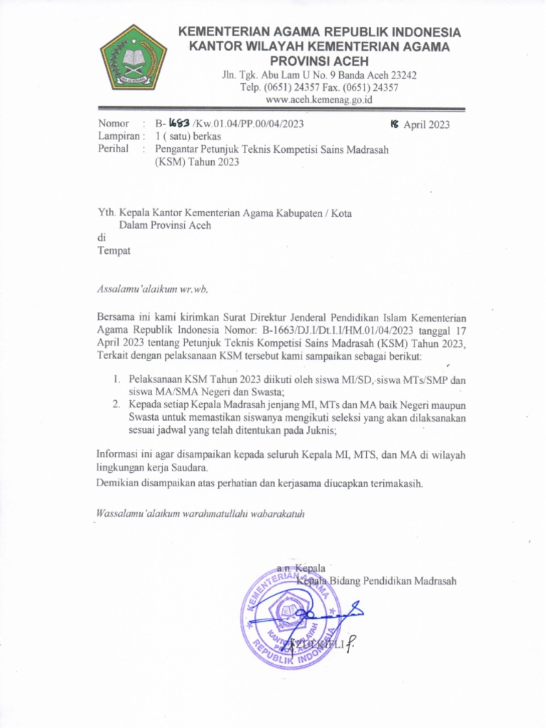 Surat Juknis KSM Tahun 2023.pdf | PDF