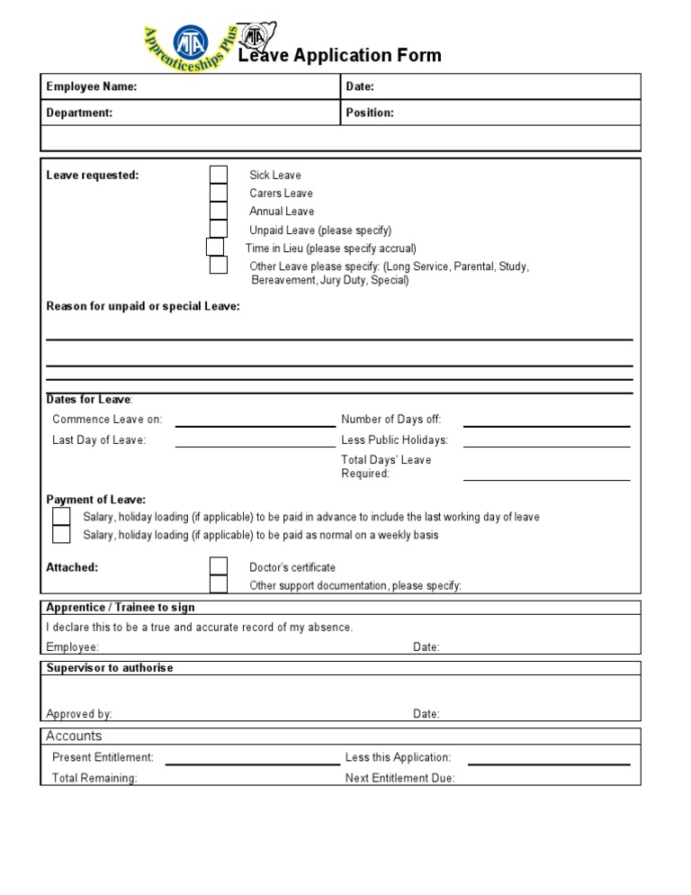Leave Application Form Template | PDF