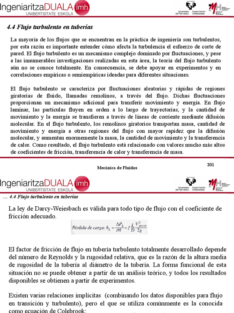 Flujo Turbulento en Tuberías: Análisis y Cálculos | PDF | Tecnología ...