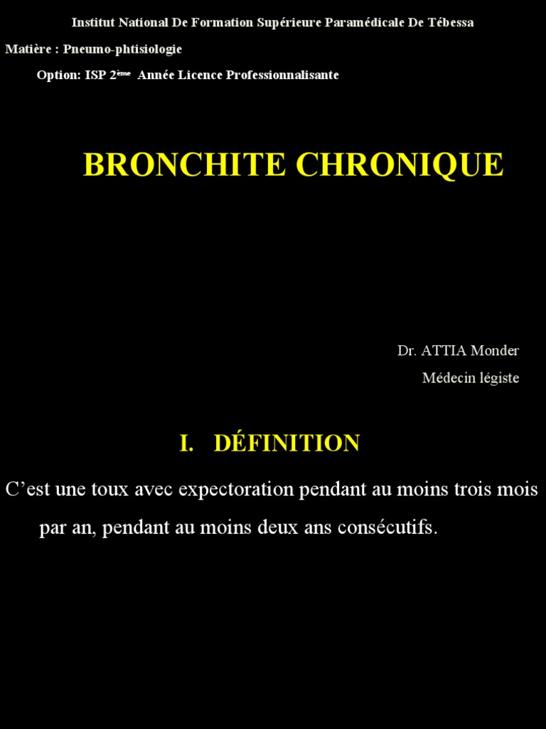 Définition et gestion de la bronchite chronique | PDF | Maladie ...