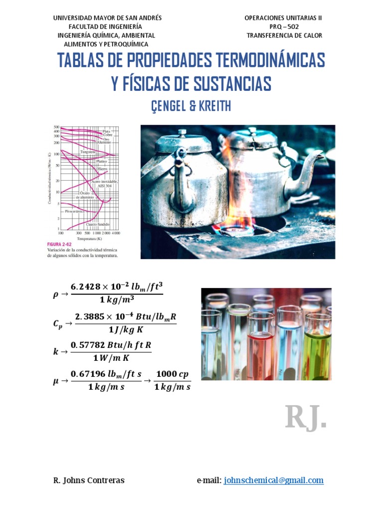 Tablas de Prop. Termodinamicas y Fisicas de Sustancia | PDF