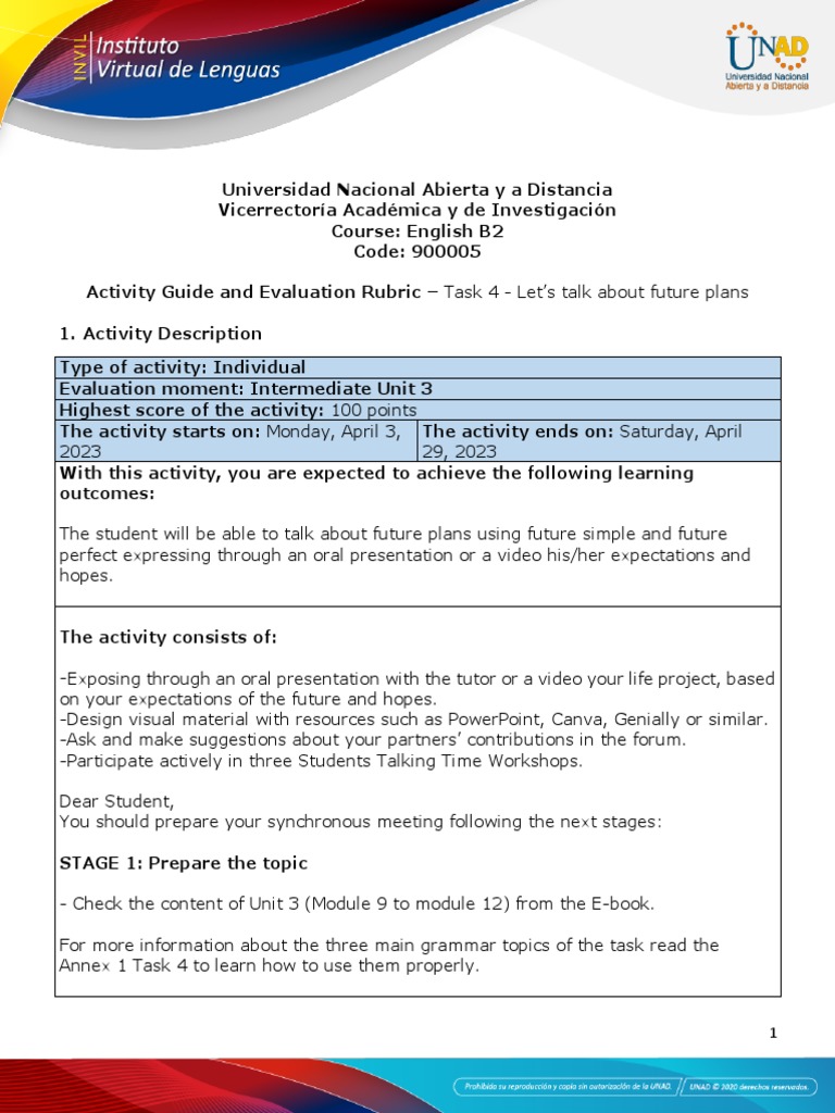 Activity Guide and Evaluation Rubric - Unit 3 - Task 4 - Let Us Talk ...