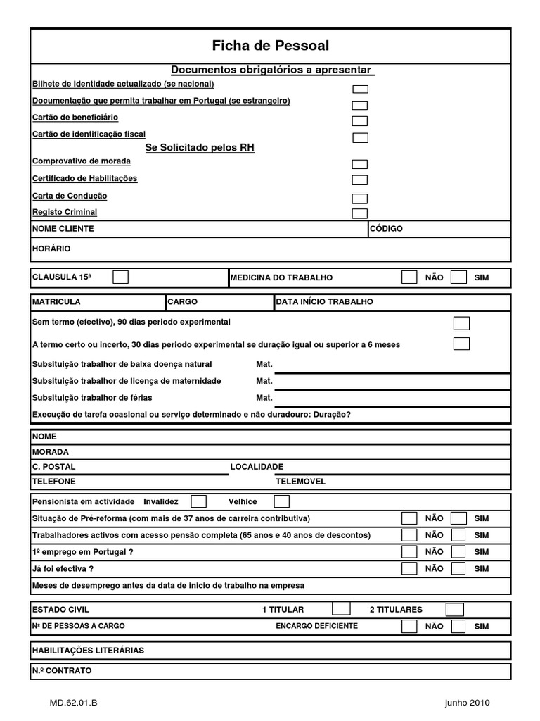 Ficha de Pessoal | PDF