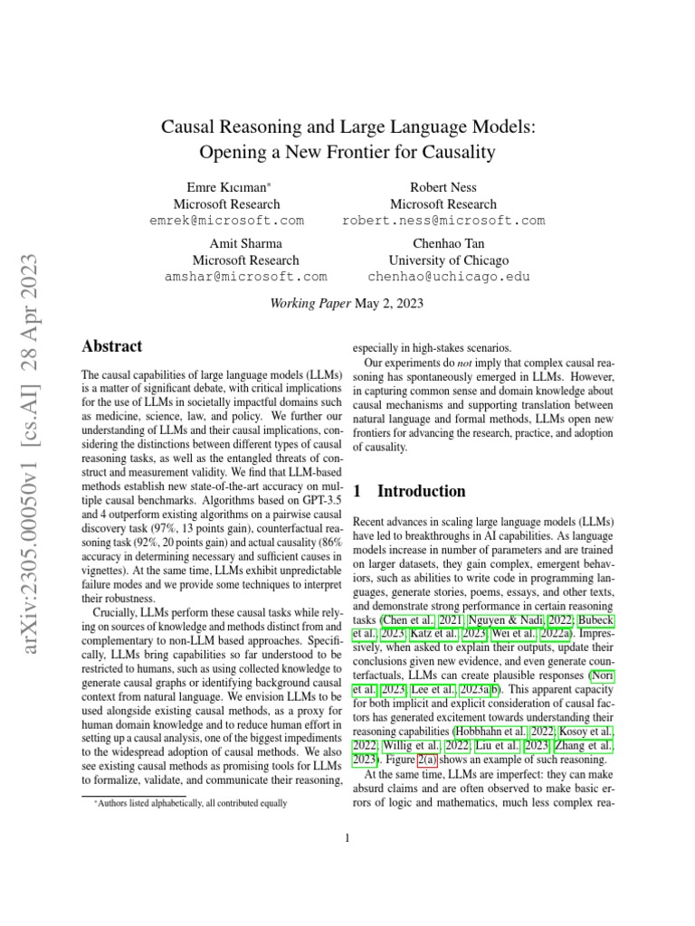 Causal Reasoning and Large Language Models | PDF