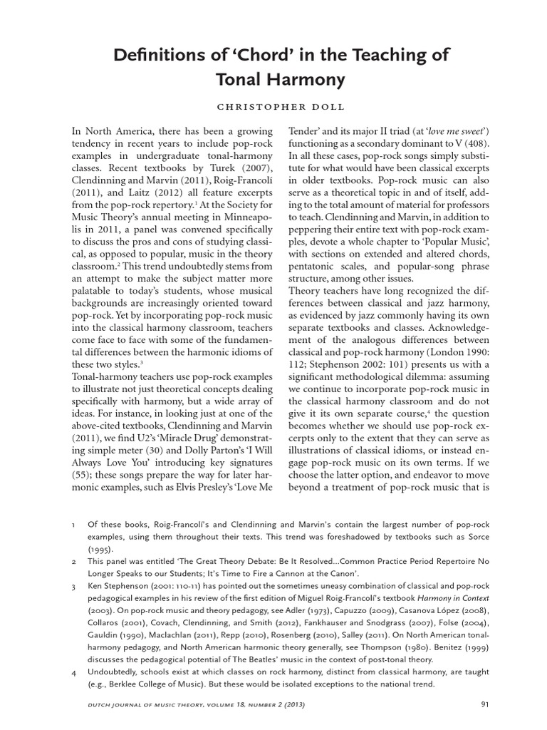 Definitions of Chord in The Teaching of | PDF | Chord (Music) | Harmony