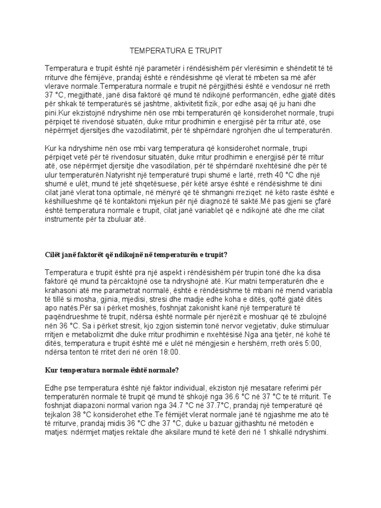 Temperatura e Trupit | PDF