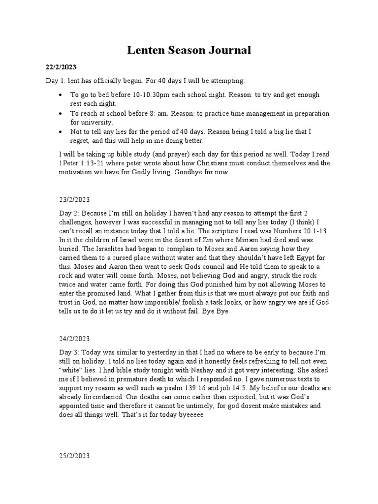 Lenten Season Journal | PDF