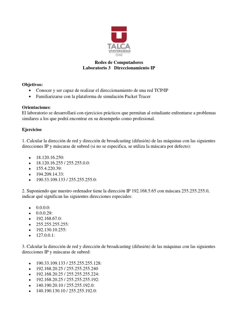 Laboratorio 3 Subredes PDF | PDF | Dirección IP | Protocolos de red