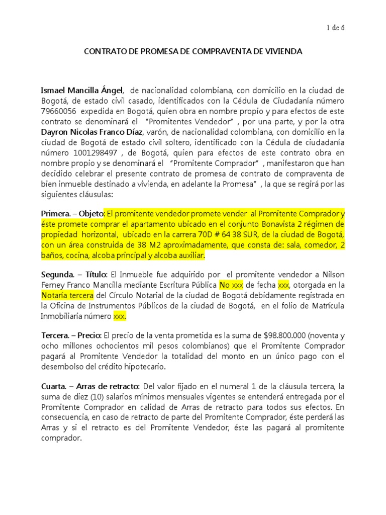 Modelo Promesa Compraventa | PDF