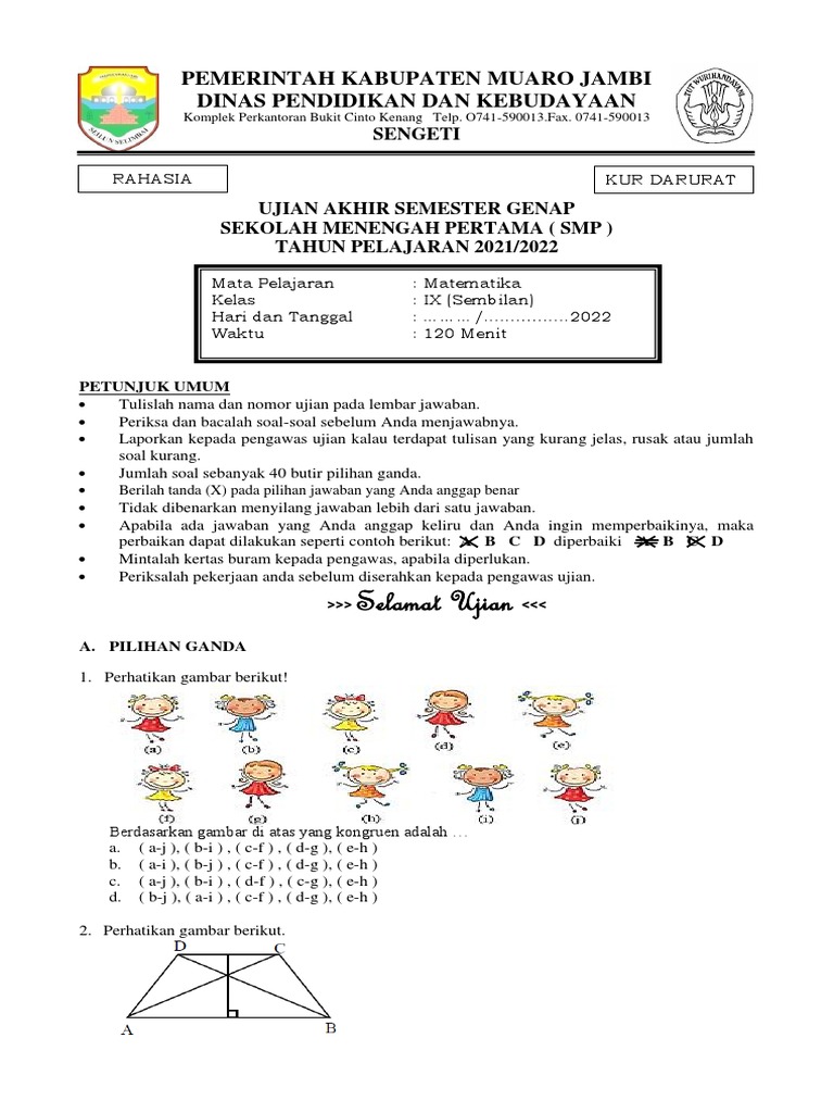 Soal Pat Matematika Kelas Ix | PDF | Metode & Bahan Ajar
