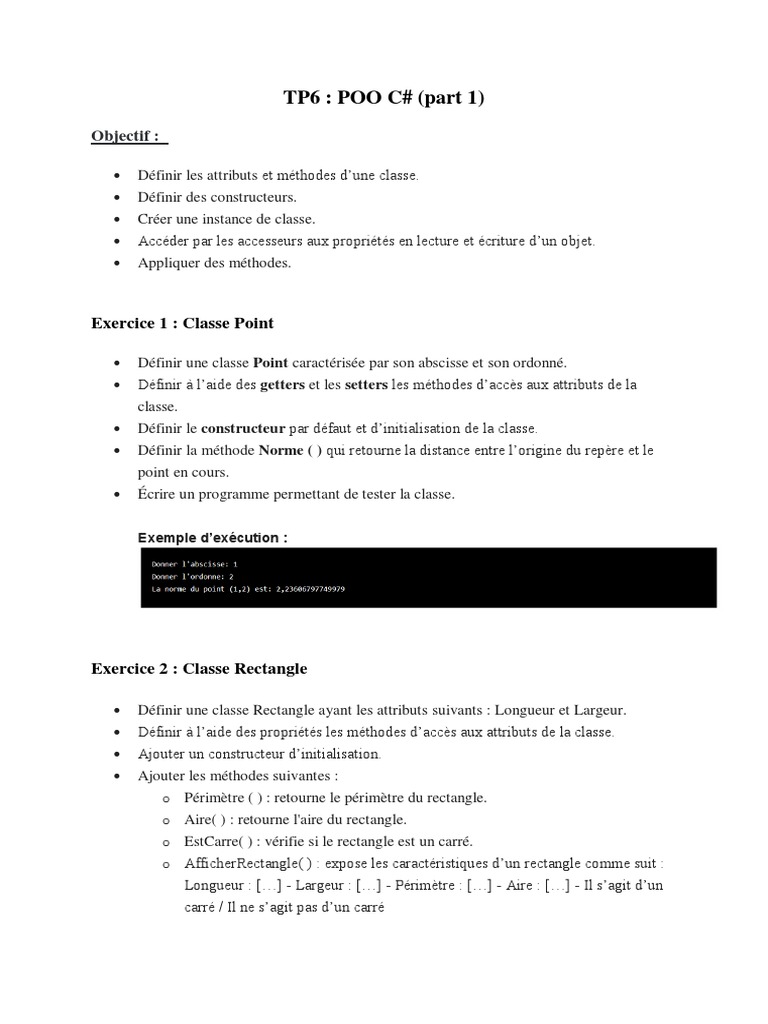 TP6 DotNet | PDF | Classe (informatique) | Informatique