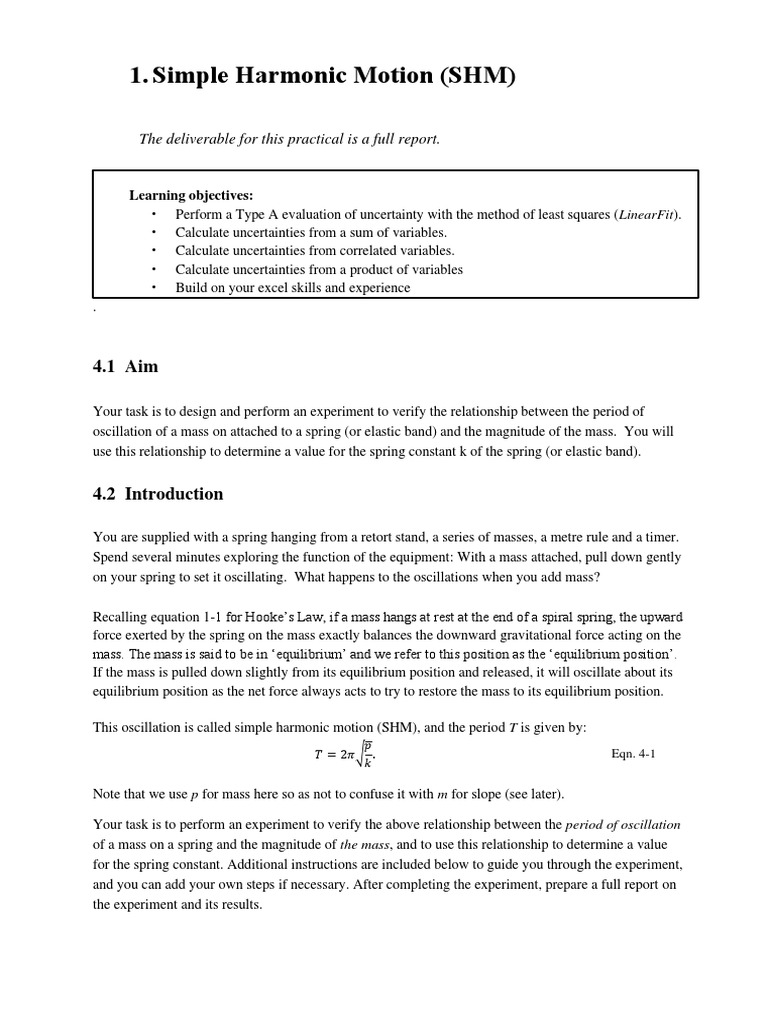 Simple Harmonic Motion PDF | PDF | Science | Applied And Interdisciplinary Physics