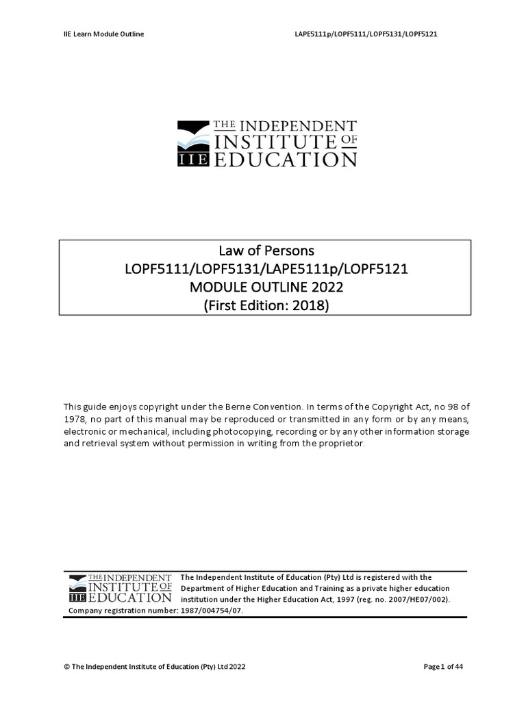 Lopf5111 Learn Module Outline Pdf Pdf
