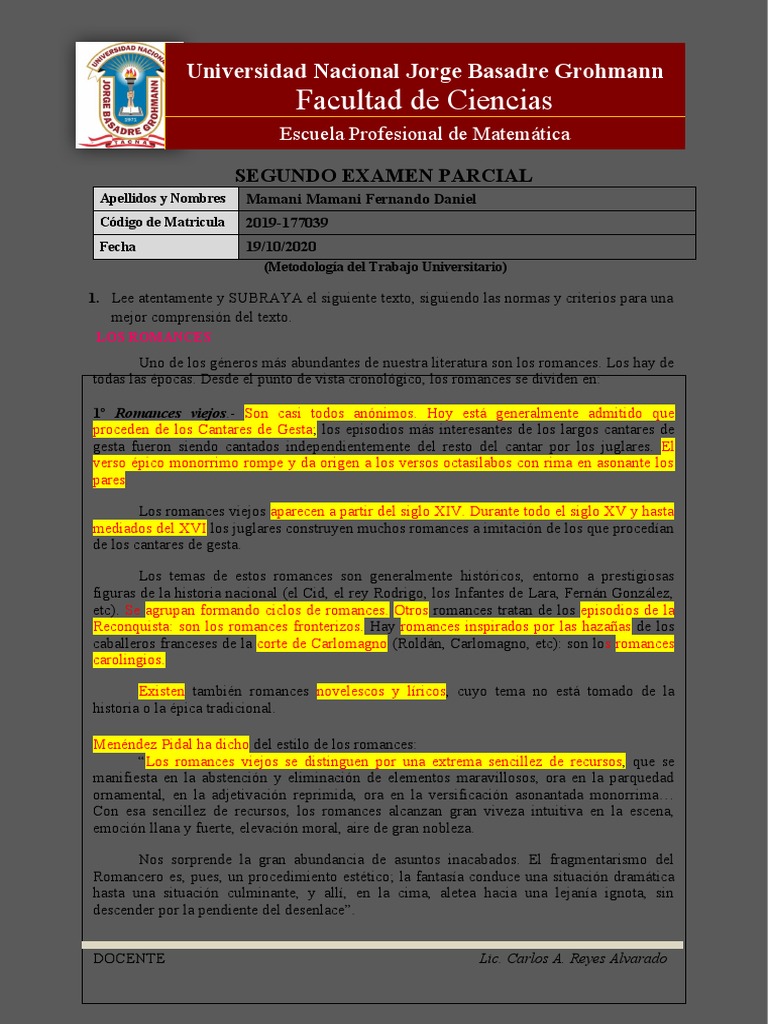 2° Examen Parcial MTU Fernando Daniel Mamani Mamani Faci Esma | PDF