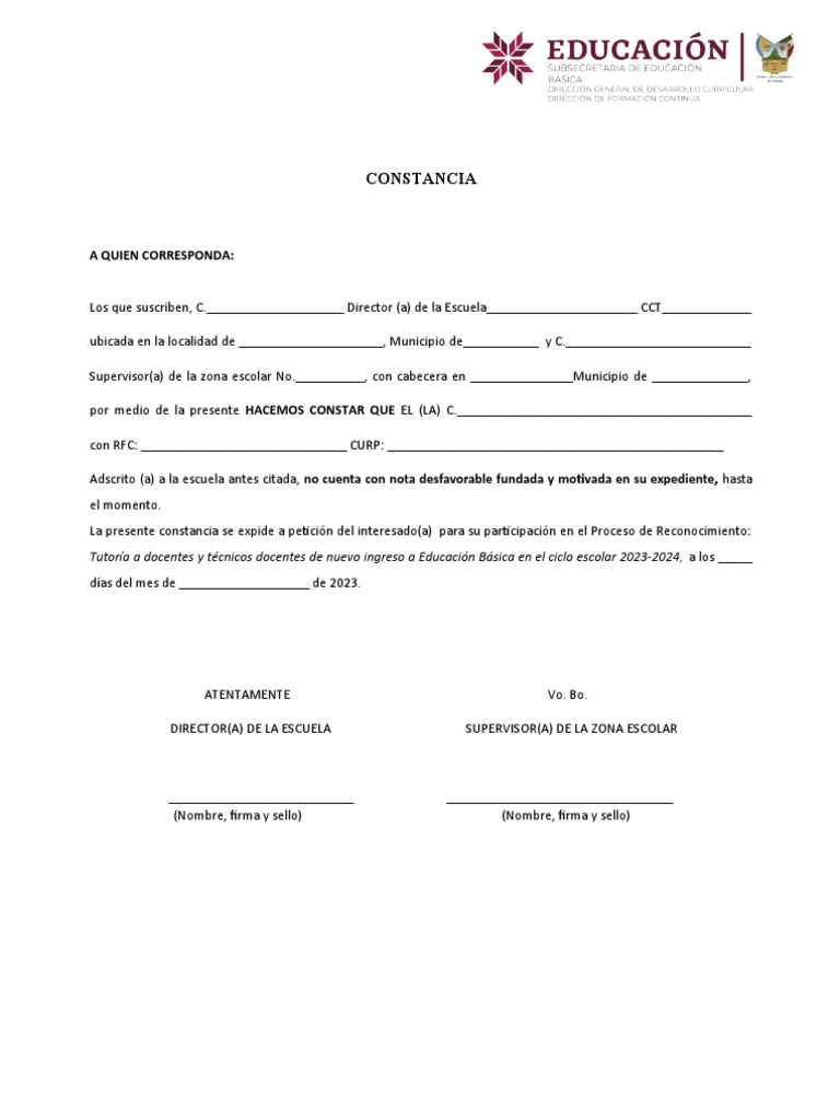 Constancia Nota No Desfavorable | PDF