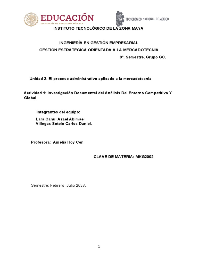 Act. 1 U2. Investigación Documental | PDF