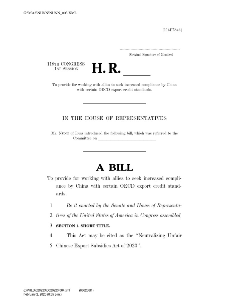 Neutralizing Unfair Chinese Subsidies Act | PDF