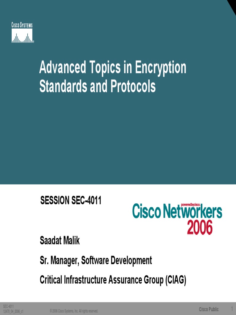 Advanced Topics In Encryption Standards And Protocols 2006 Cisco Pdf Computers