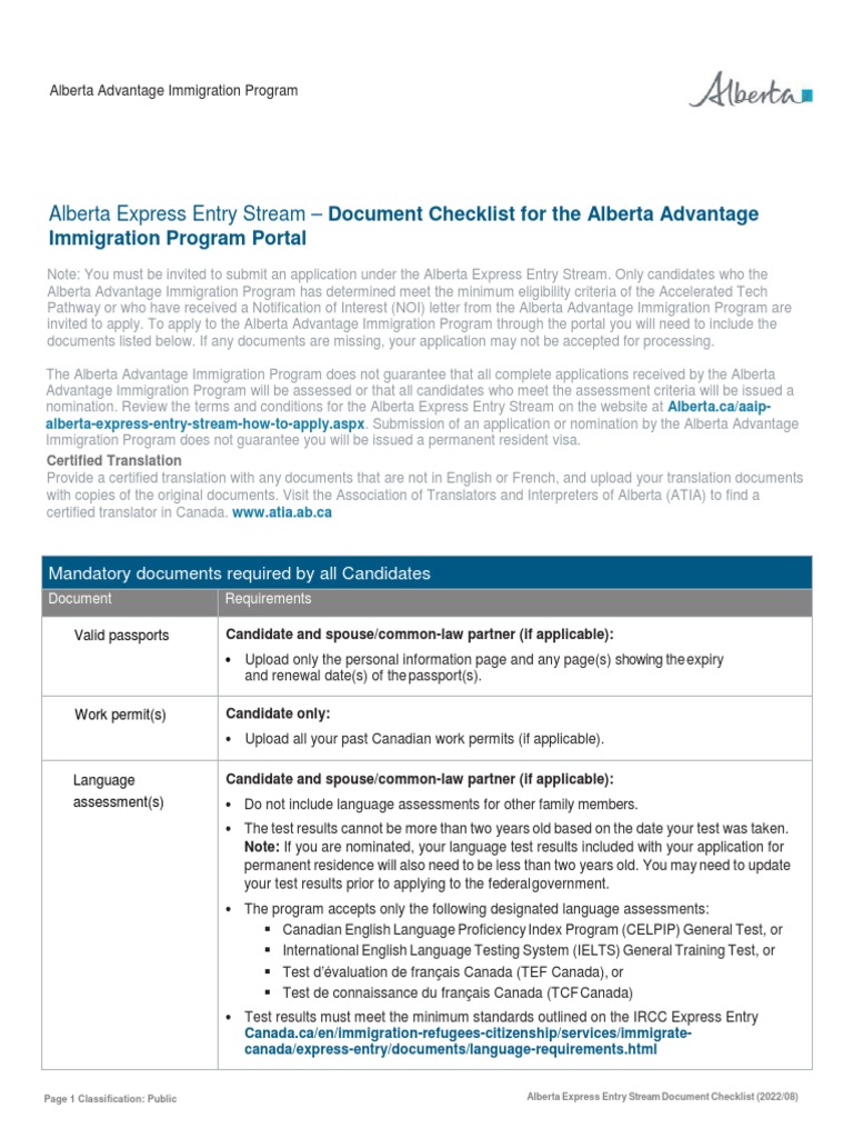 LBR Aaip Express Entry Stream Checklist | PDF