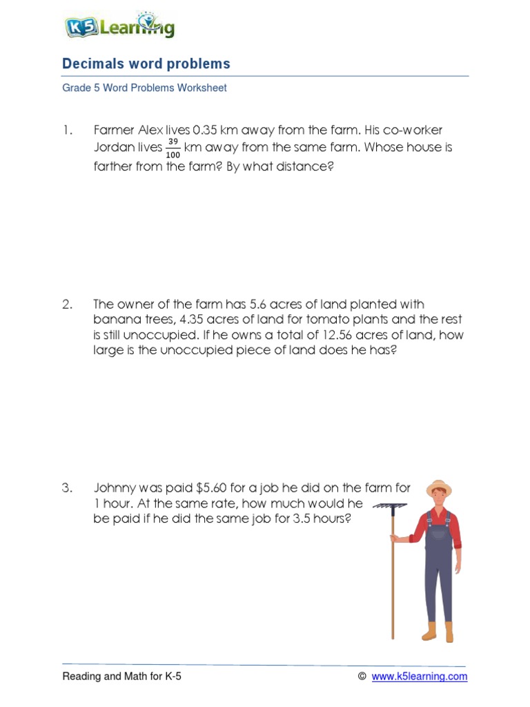 Grade 5 Word Problems Decimals D | PDF