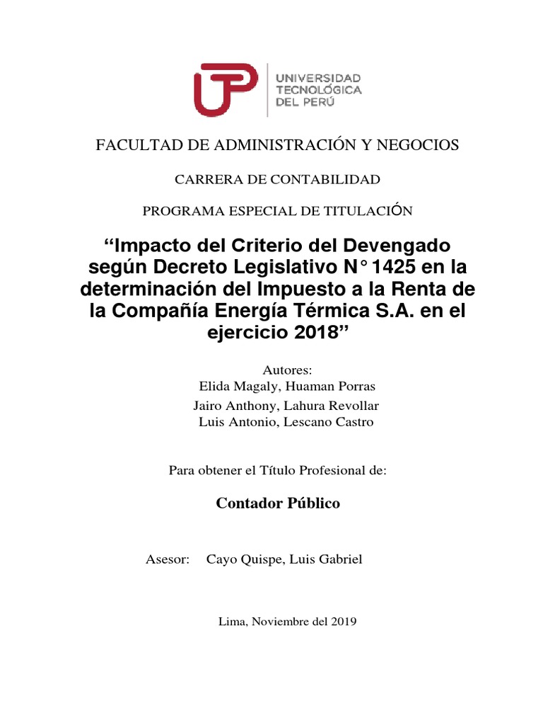 Elida Huaman - Jairo Lahura - Luis Lescano - Trabajo de Suficiencia Profesional - Titulo ...