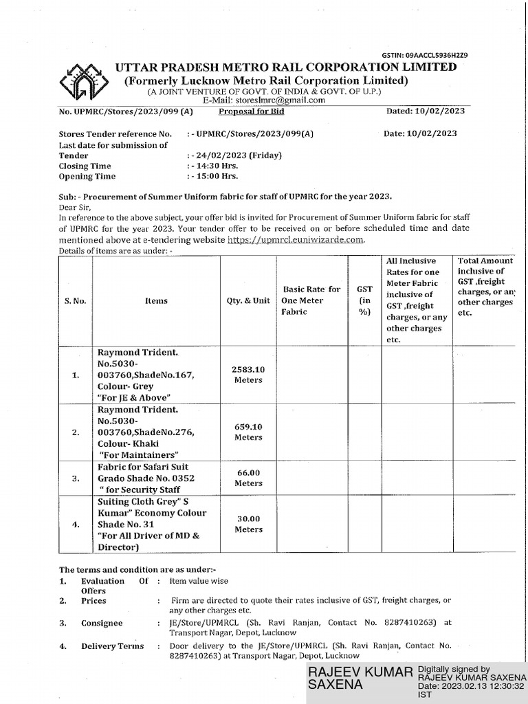 Uniform Tender 2 | PDF