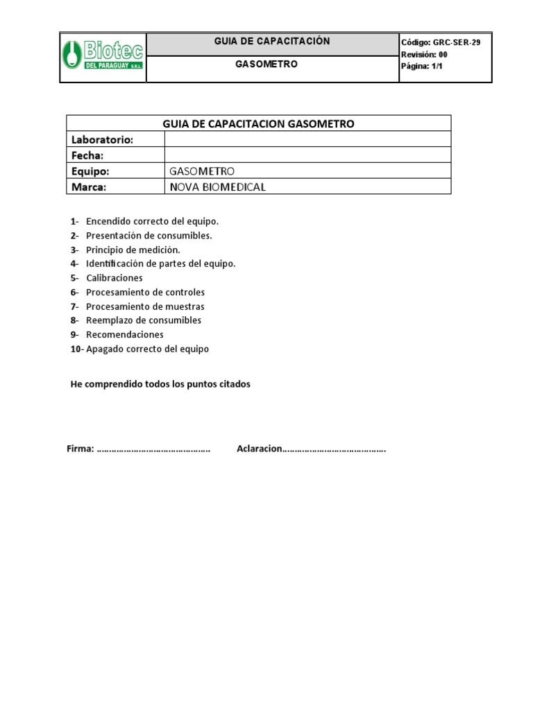 Grc-Ser-29 R00 Gasómetro-Nova Medical | PDF