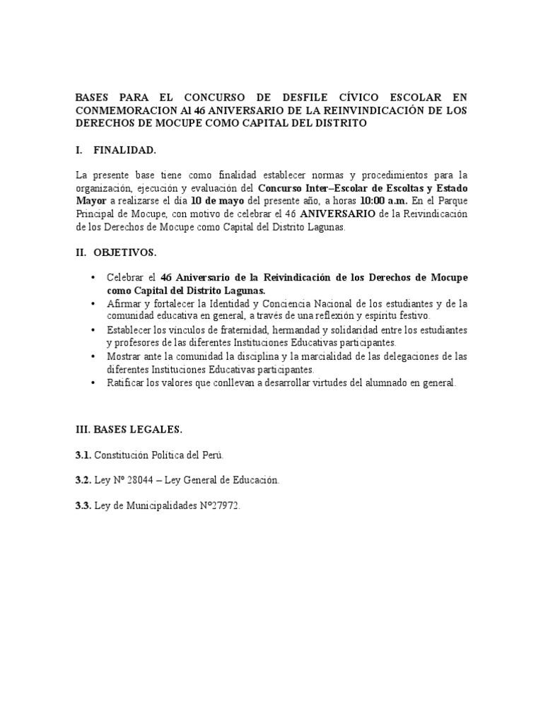 Bases-Desfile - Mocupe | PDF