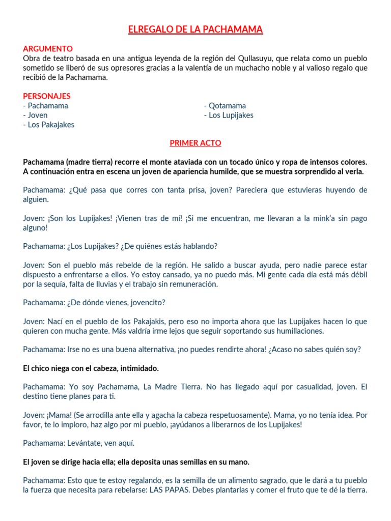 ELREGALO DE LA PACHAMAMA.docx | PDF