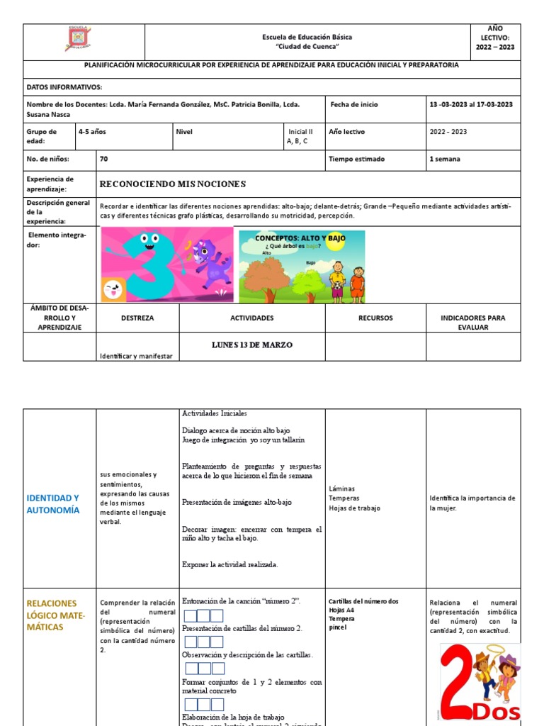 Planificacion Inicial | PDF | Aprendizaje | Ciencia cognitiva