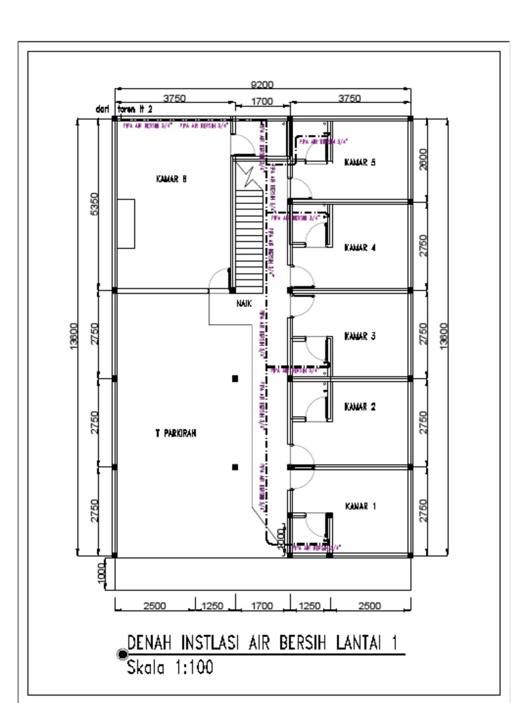 DENAH RENCANA INSTALASI AIR BERSIH LT 1.pdf | PDF