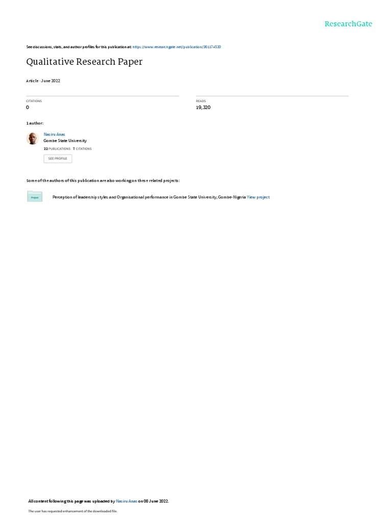 Qualitative Research Paper | PDF