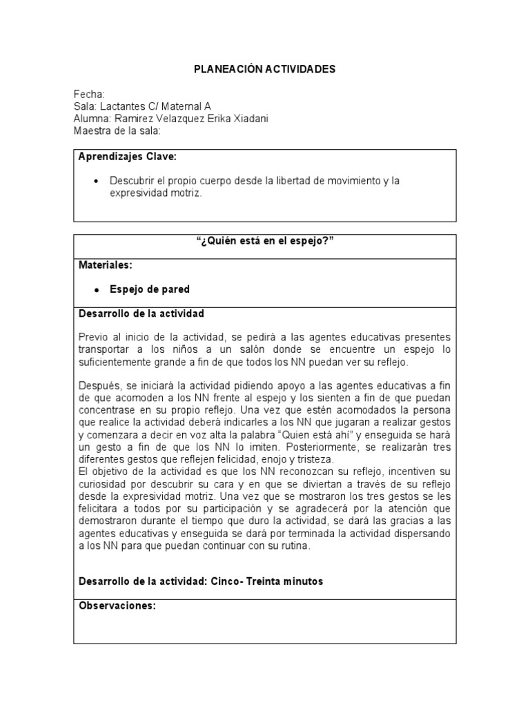 Planeación - Maternal B1 - Quien Esta Ahi - Modificaciónes 2022 | PDF