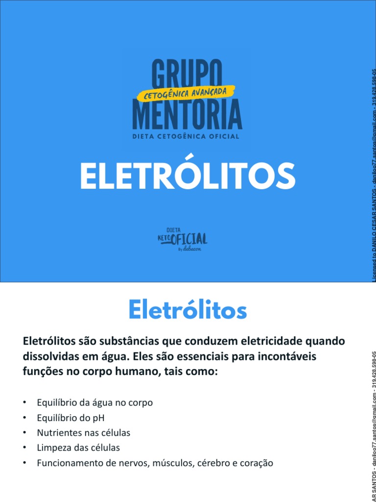 Eletrólitos Na Cetogênica - M. Avançada | PDF