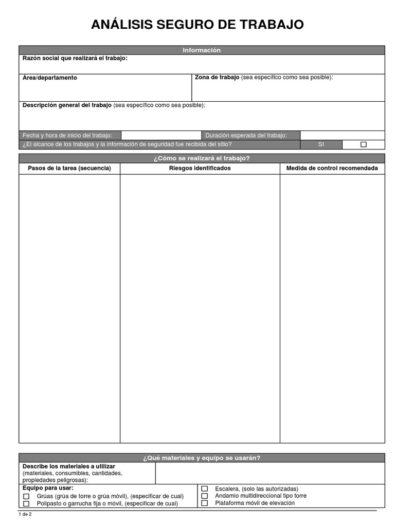 Análisis Seguro de Trabajo | PDF