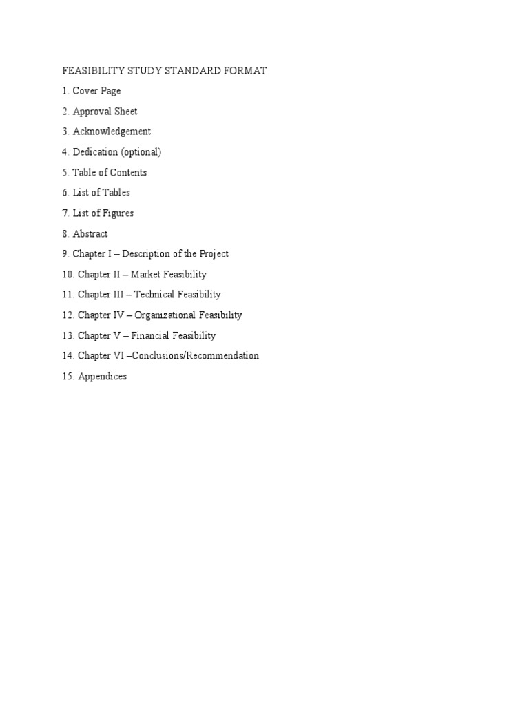 Feasibility Study Standard Format | PDF | Market (Economics) | Marketing