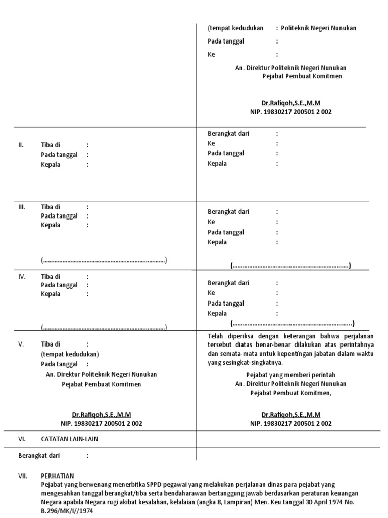 Contoh SPPD Perjalanan Dinas | PDF