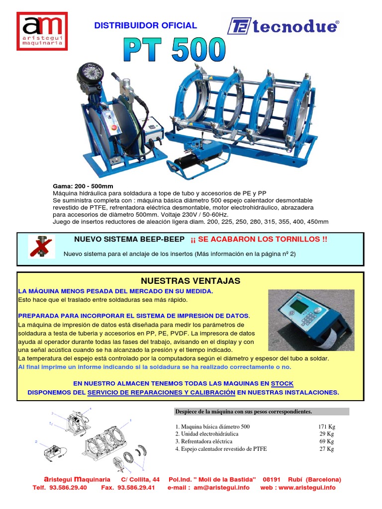 Máquina Tecnodue PT 500 para Soldadura | PDF