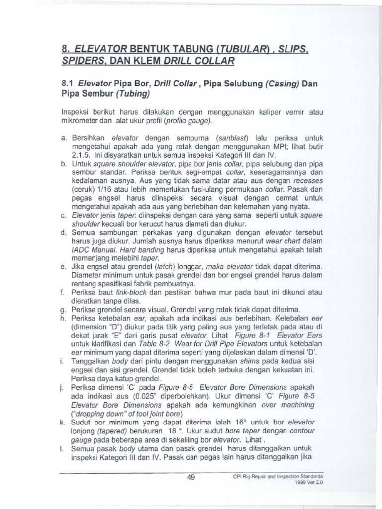 10.elevator Bentuk Tabung (Tubular), Slips, Spiders, & Klem Drill Collar | PDF