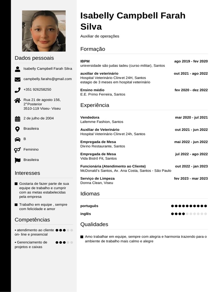 CV Isabelly Campbell Farah Silva PDF | PDF