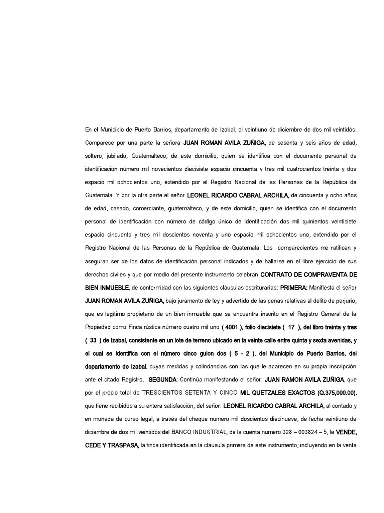 COMPRAVENTA DE BIEN INMUEBLE DE CHRISPÍN MEJIA (Único Apellido) y Su ...