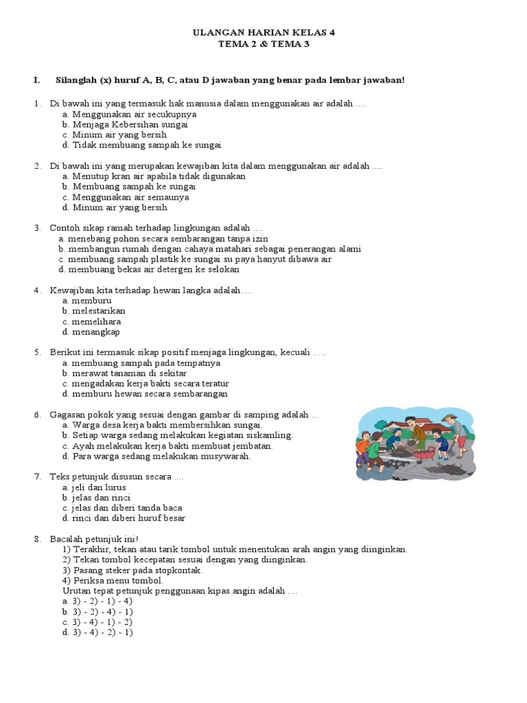 SOAL UH KELAS 4C TEMA 2 Dan 3 | PDF