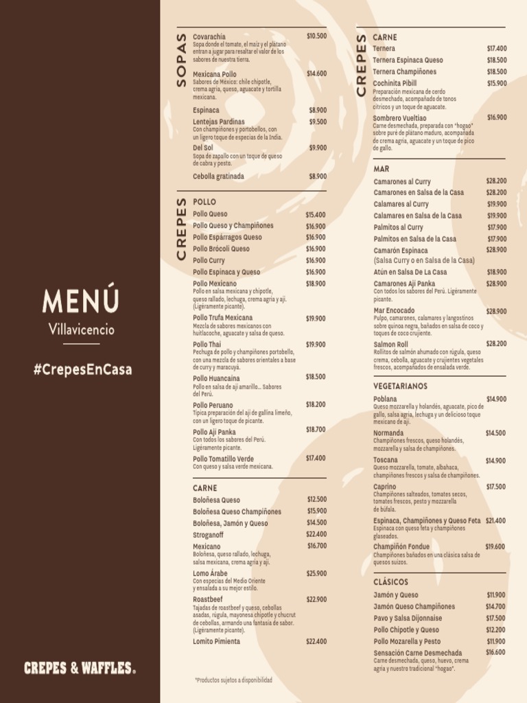 Menú de Crepes y Waffles Villavicencio | PDF | ensalada | Curry