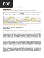 Reading Test on Shakespeare's Biography | PDF | William Shakespeare