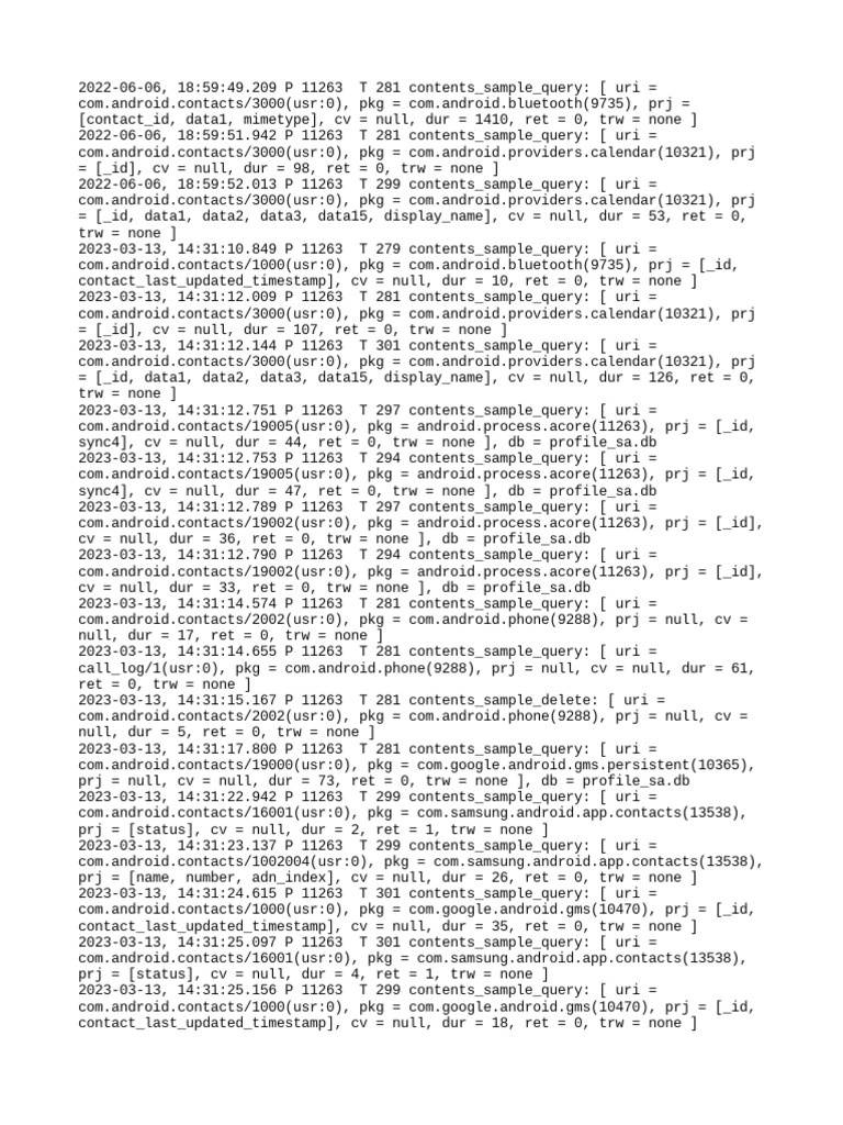 Android Contacts Query Log Analysis | PDF | Computers