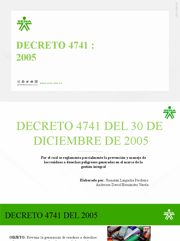 Decreto 4741 2005 | PDF | Residuos | Gestión de residuos