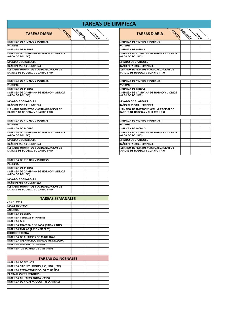 FORMATO LIMPIEZA | PDF