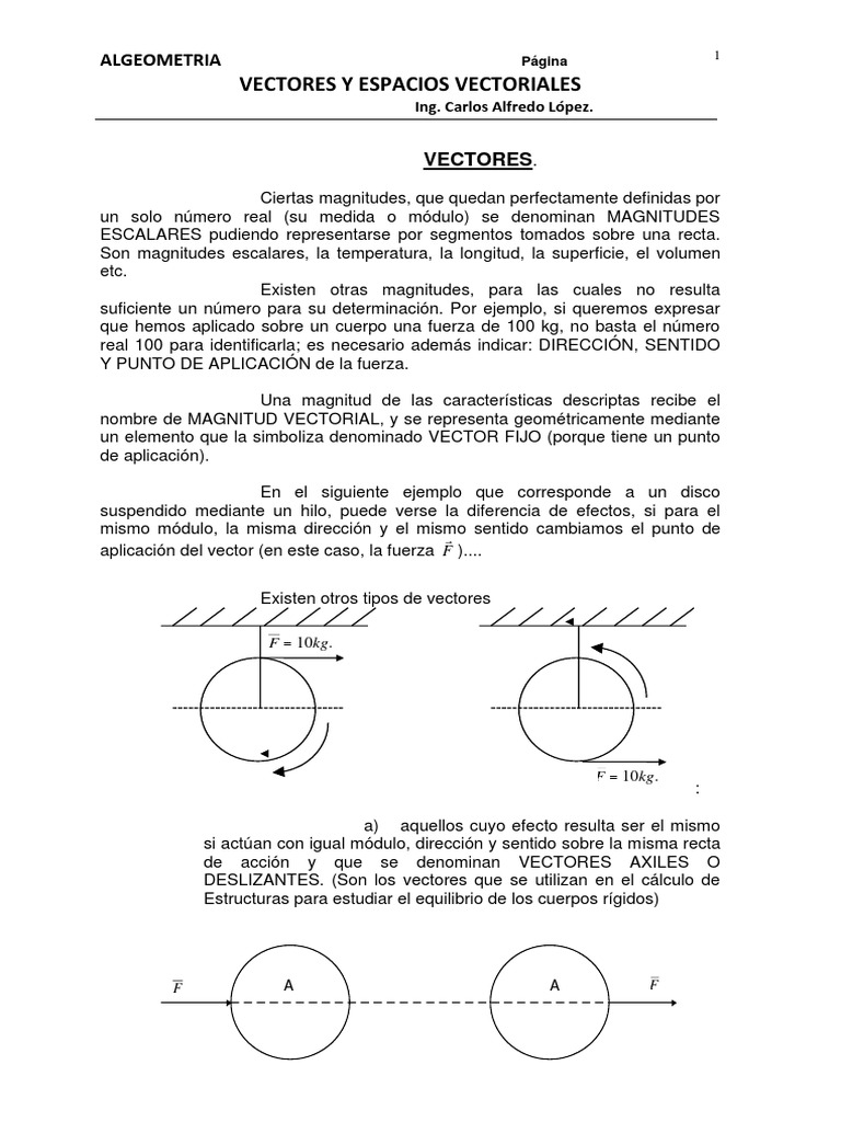 Lopez Vectores y Espacios Vectoriales PDF | PDF | Espacio vectorial | Vector Euclidiano